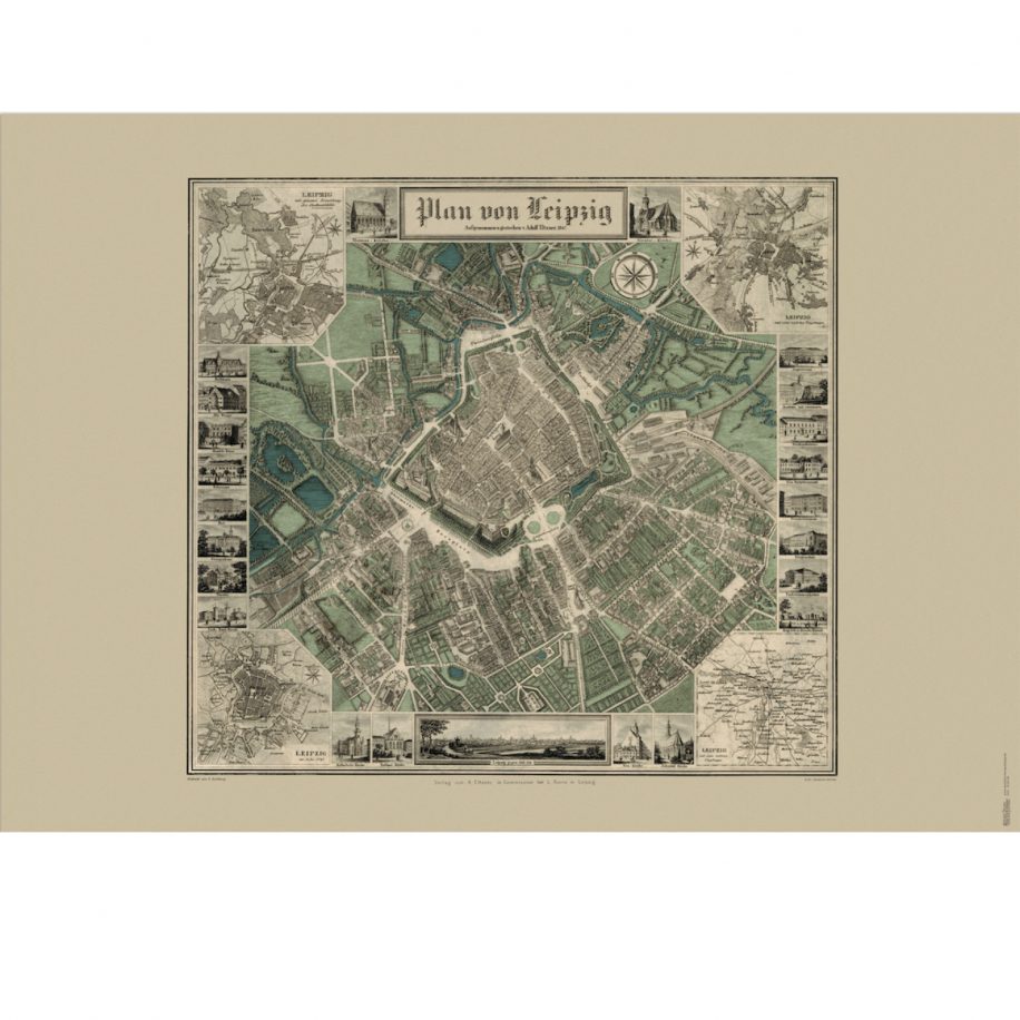 Historischer Stadtplan Leipzig 1847 [Format A1]